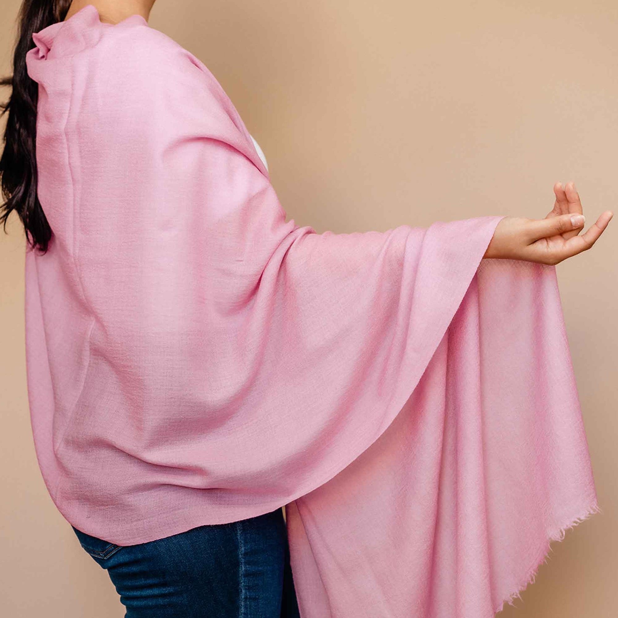 Embrace Pure Joy Pink Wool Shawl Wrap - Prayer & Meditation Shawl